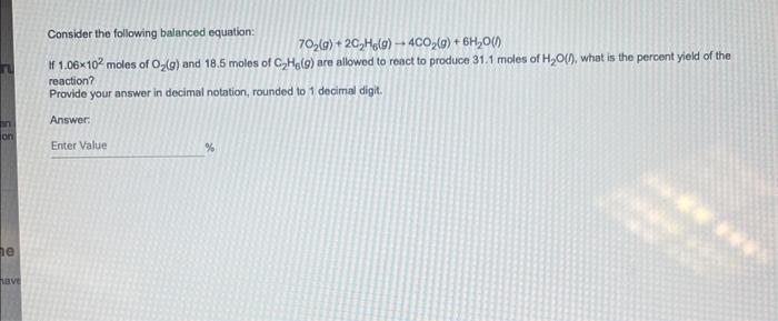 Solved Consider the following balanced equation: | Chegg.com