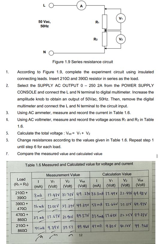 Solved please make an analysis and compare the measured | Chegg.com