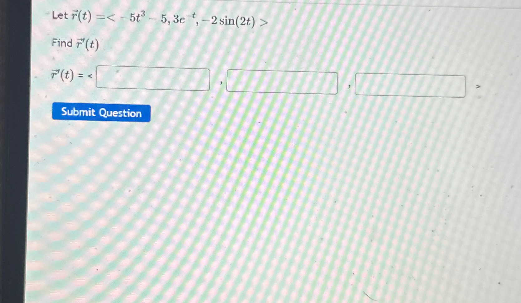 Solved Let vec(r)(t)= Find | Chegg.com Solved Let vec(r)(t)= Find | Chegg.com