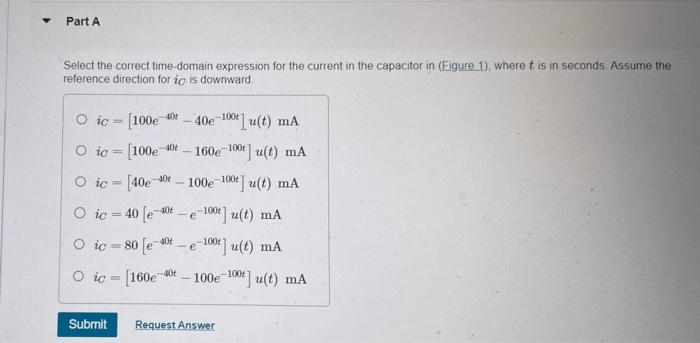 Solved Select the correct time-domain expression for the | Chegg.com