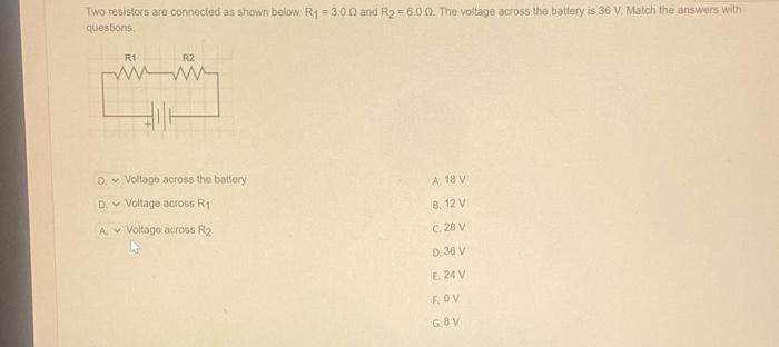 Solved Two resistors are connected as shown below. R₁ = 3.00 | Chegg.com