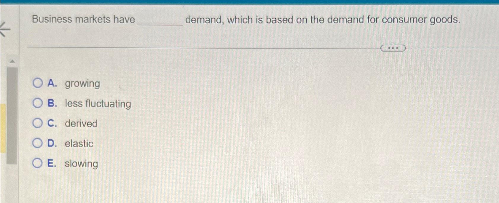 Solved Business markets have demand, which is based on the | Chegg.com