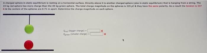 Solved A charged sphere in static equilibrium is resting on | Chegg.com