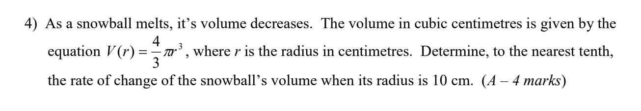 Solved Calculate using LIMITS NOT DERIVATIVES! As a snowball | Chegg.com
