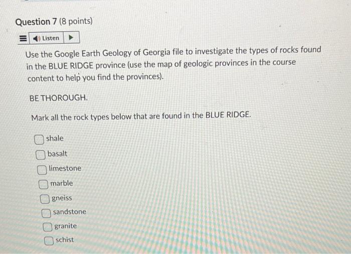 Solved Use the Google Earth Geology of Georgia file to | Chegg.com