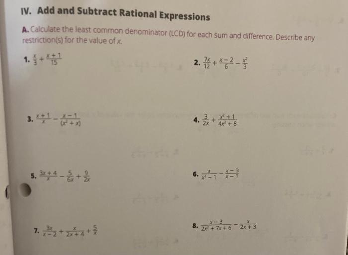 Solved Calculate the least common denominator (LCD) for each | Chegg.com
