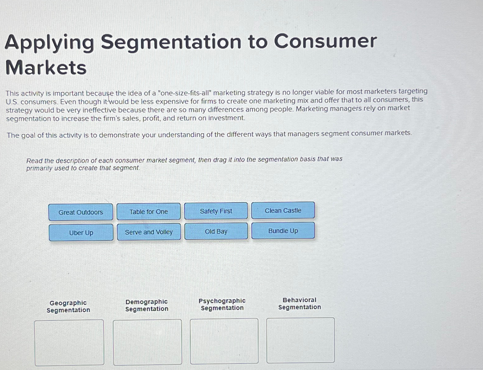 Solved Applying Segmentation to Consumer MarketsThis | Chegg.com