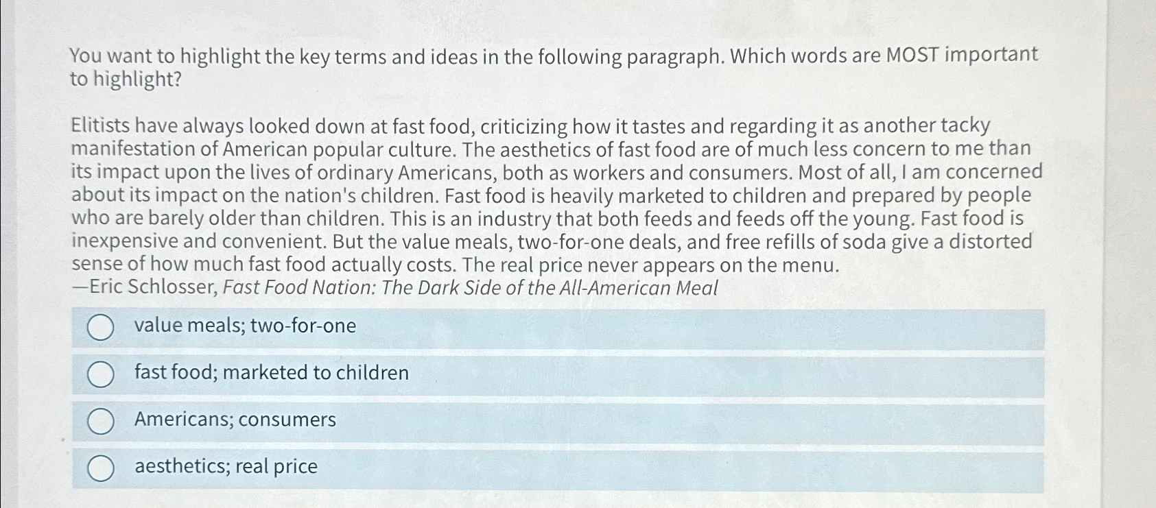 Solved You want to highlight the key terms and ideas in the | Chegg.com