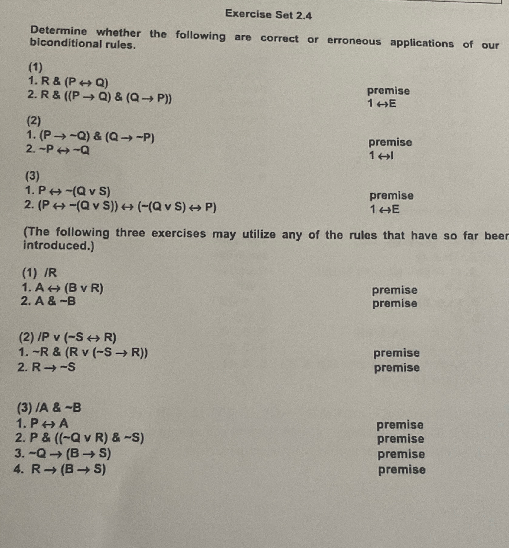 Exercise Set 2.4Determine whether the following are | Chegg.com