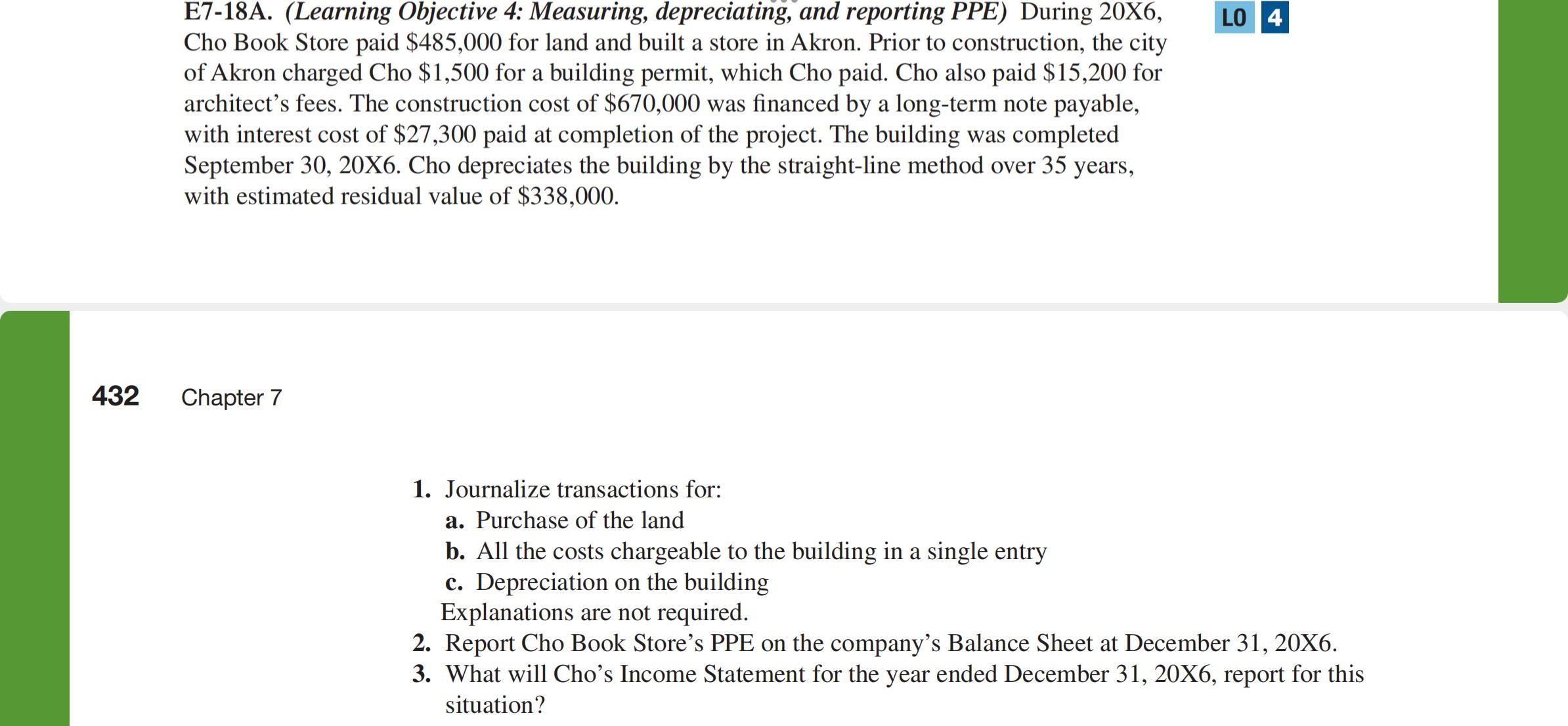 Solved E7-18A. (Learning Objective 4: Measuring, | Chegg.com