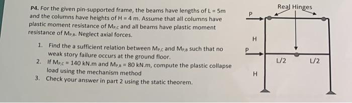 P4. For the given pin-supported frame, the beams have | Chegg.com