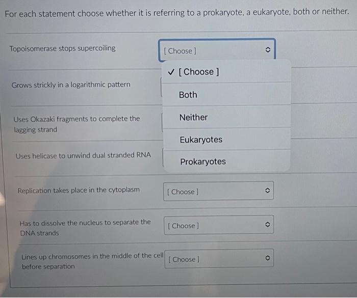 Solved For each statement choose whether it is referring to | Chegg.com