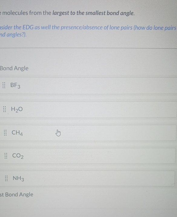Solved rank the molecules from the largest to the smallest | Chegg.com