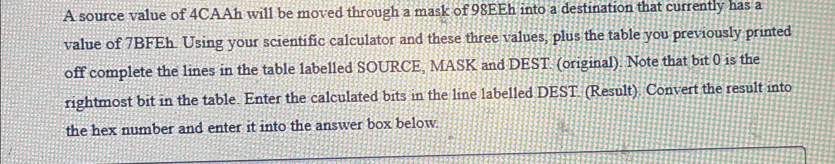 Solved A source value of 4CAAh will be moved through a mask | Chegg.com