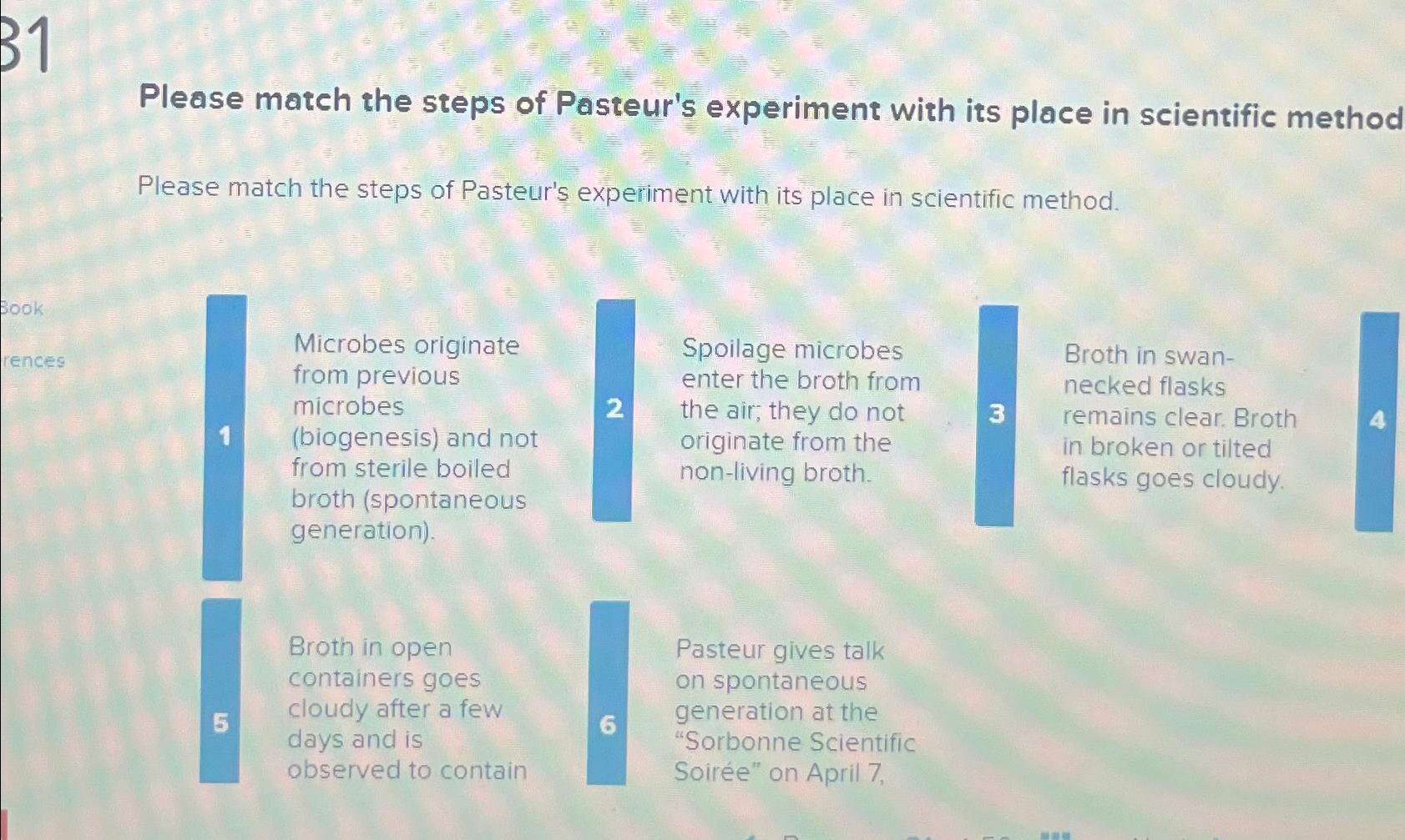 Solved Please match the steps of Pasteur's experiment with | Chegg.com