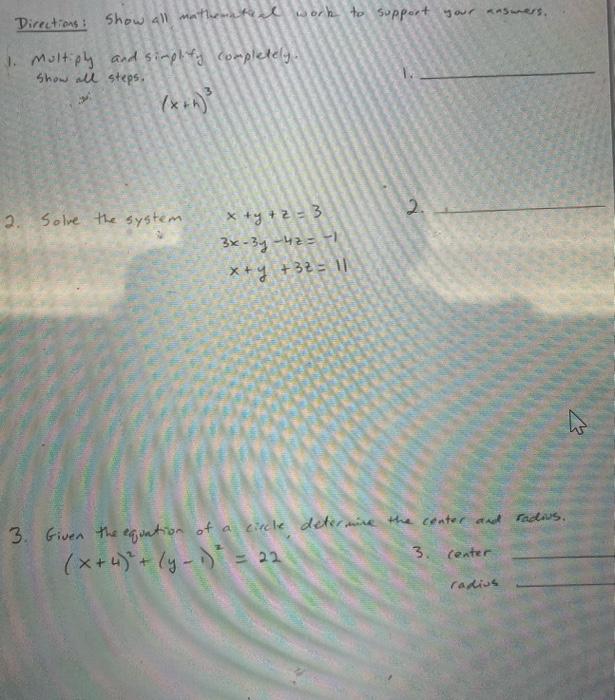 Solved can you please show me how to do 1-3? i dont | Chegg.com