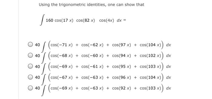 Solved Using the trigonometric identities, one can show that | Chegg.com