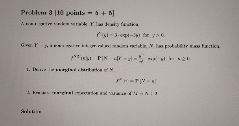 Solved Problem 3 (10 points = 5 + 5] A non-negative random | Chegg.com