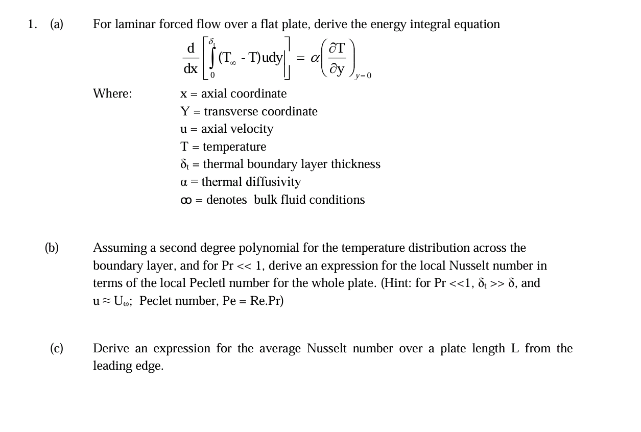 Solved (a) ﻿For laminar forced flow over a flat plate, | Chegg.com