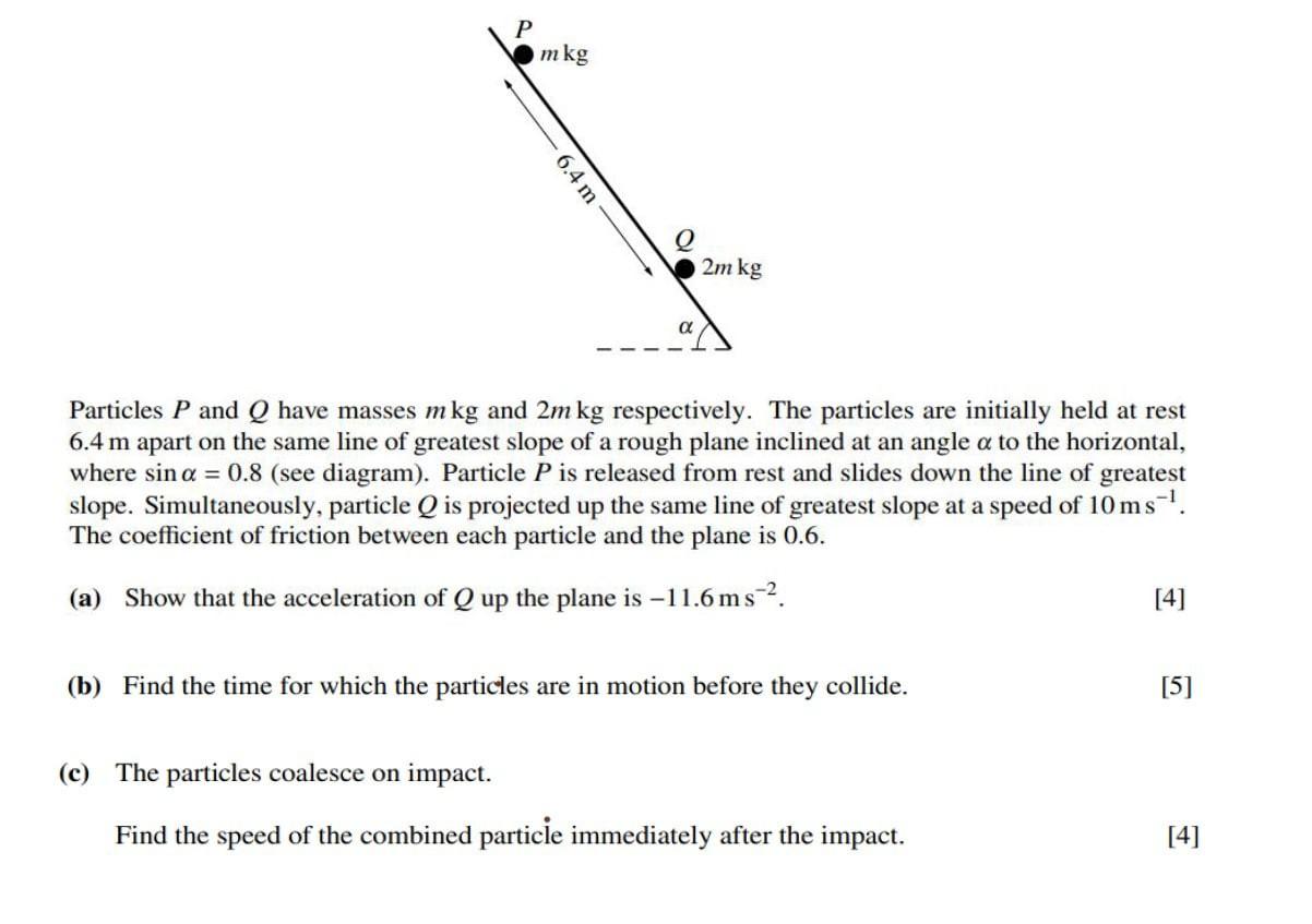 Solved Particles P and Q have masses m kg and 2m kg | Chegg.com