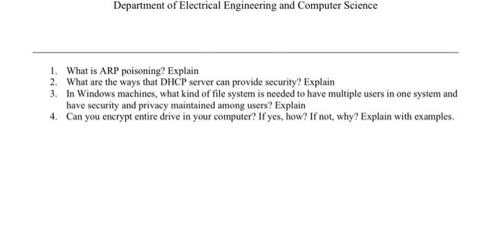 Solved Department of Electrical Engineering and Computer | Chegg.com