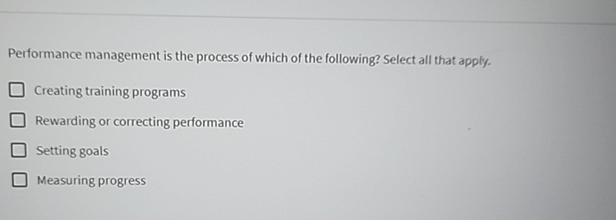 Solved Performance management is the process of which of the | Chegg.com