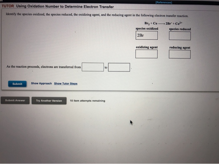 Solved [References] TUTOR Using Oxidation Number to | Chegg.com