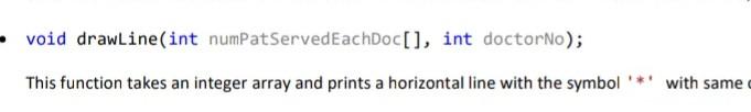 void drawLine(int numPatServedEachDoc[], int | Chegg.com
