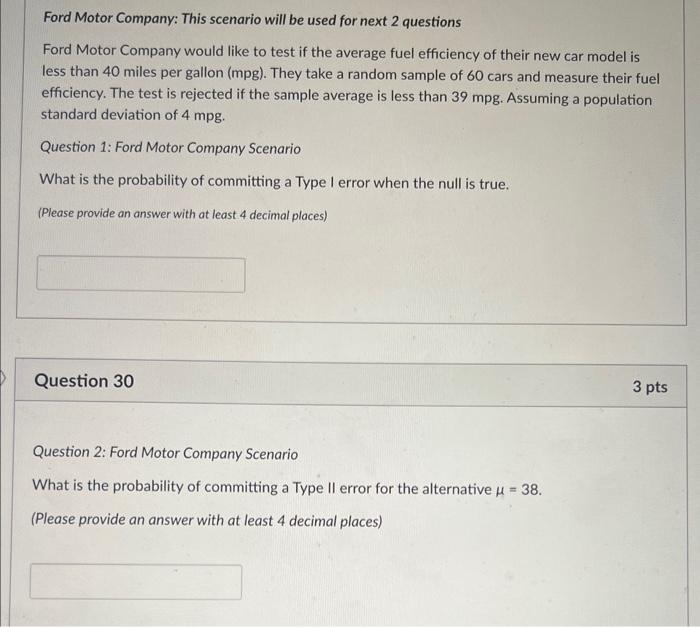 Solved Ford Motor Company: This scenario will be used for | Chegg.com