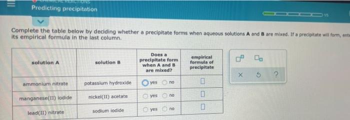 Solved Predicting precipitation Complete the table below by | Chegg.com