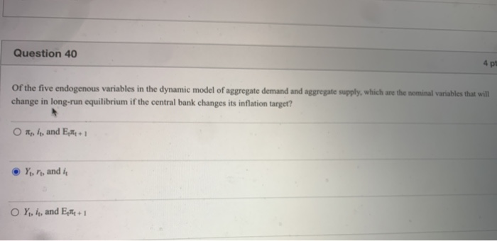 Solved Question 40 4 pt of the five endogenous variables in | Chegg.com