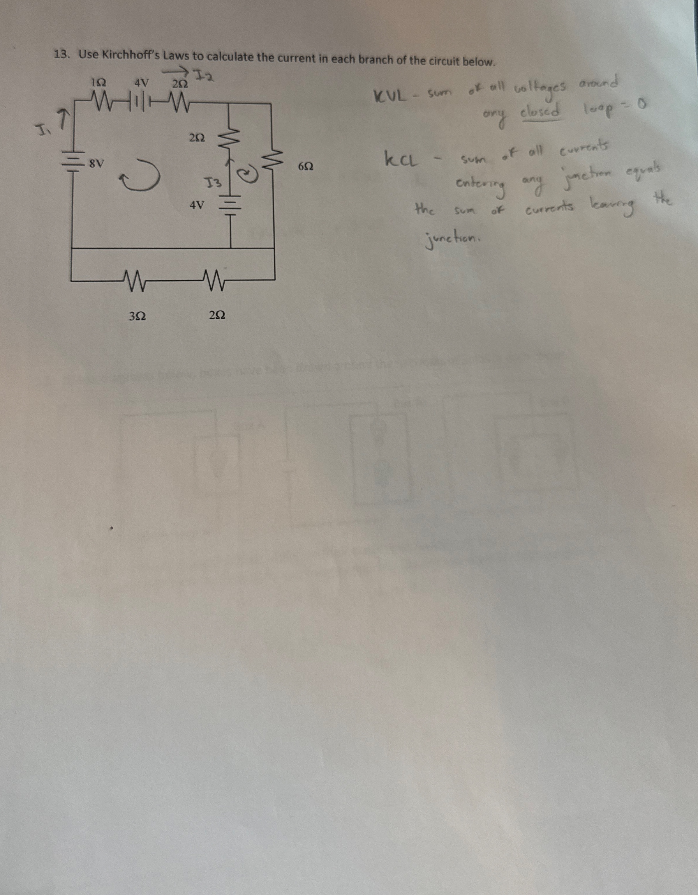 Solved Use Kirchhoff's Laws to calculate the current in each | Chegg.com