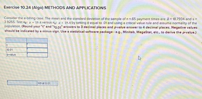 Exercise 10.24 (Algo) METHODS AND APPLICATIONS | Chegg.com