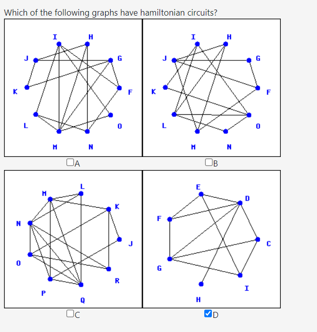 Solved Which of the following graphs have hamiltonian | Chegg.com