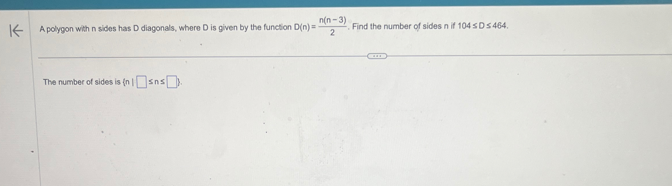Solved A polygon with n ﻿sides has D ﻿diagonals, where D ﻿is | Chegg.com
