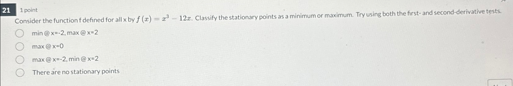 Solved 211 ﻿pointConsider the function f ﻿defined for all x | Chegg.com