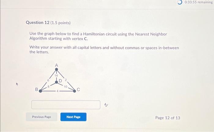Use the graph below to find a Hamiltonian circuit | Chegg.com