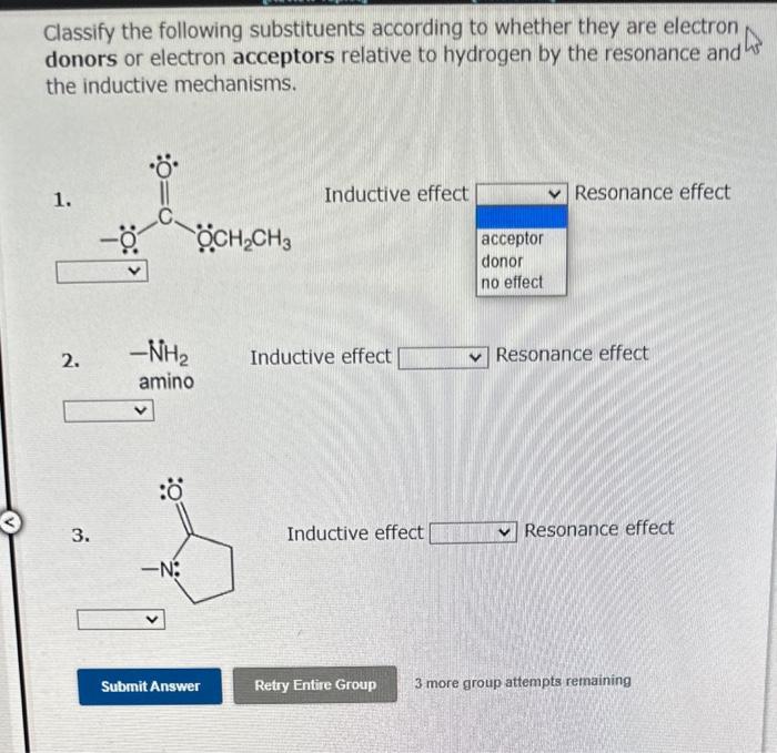 Solved Classify the following substituents according to | Chegg.com