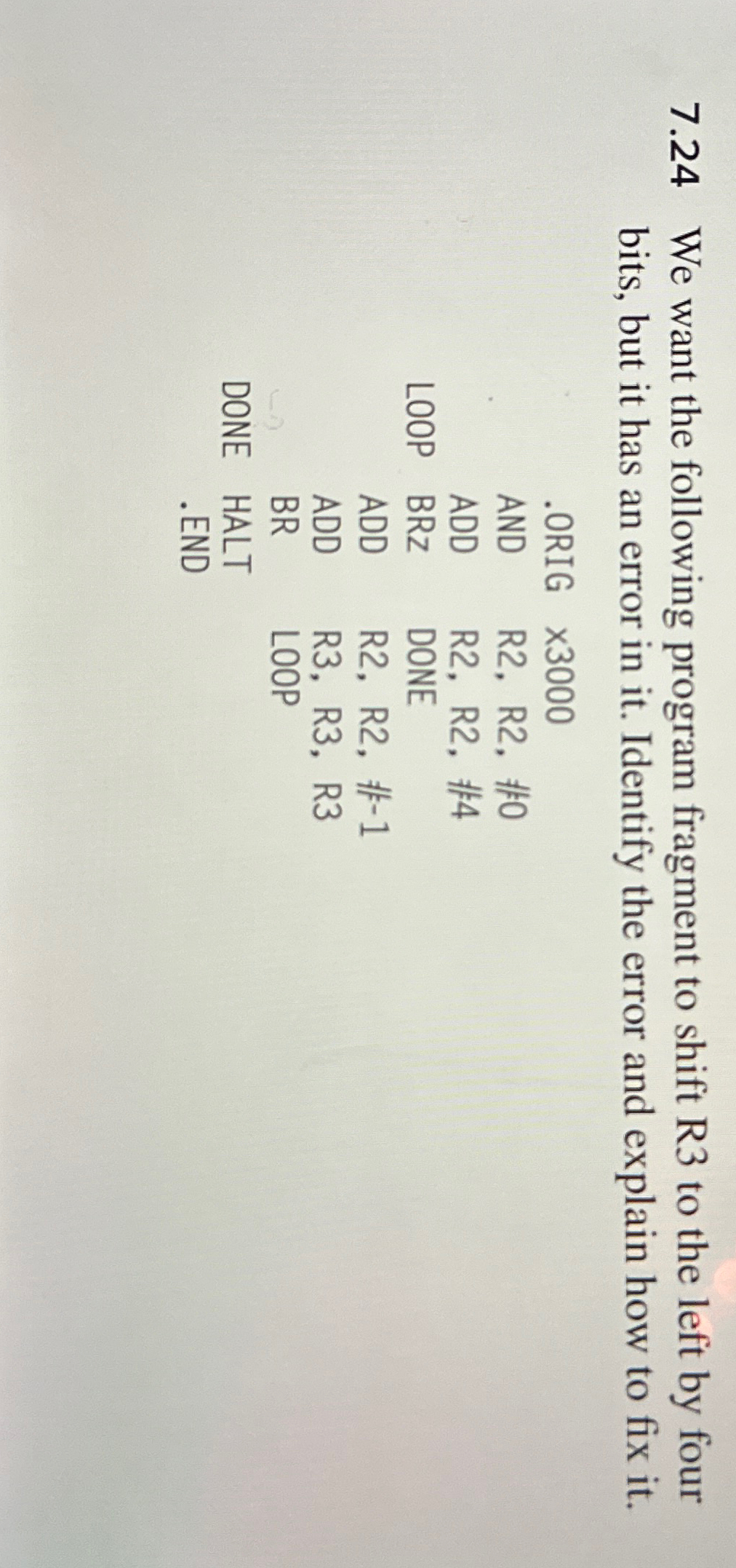 Solved 7.24 ﻿We want the following program fragment to shift | Chegg.com