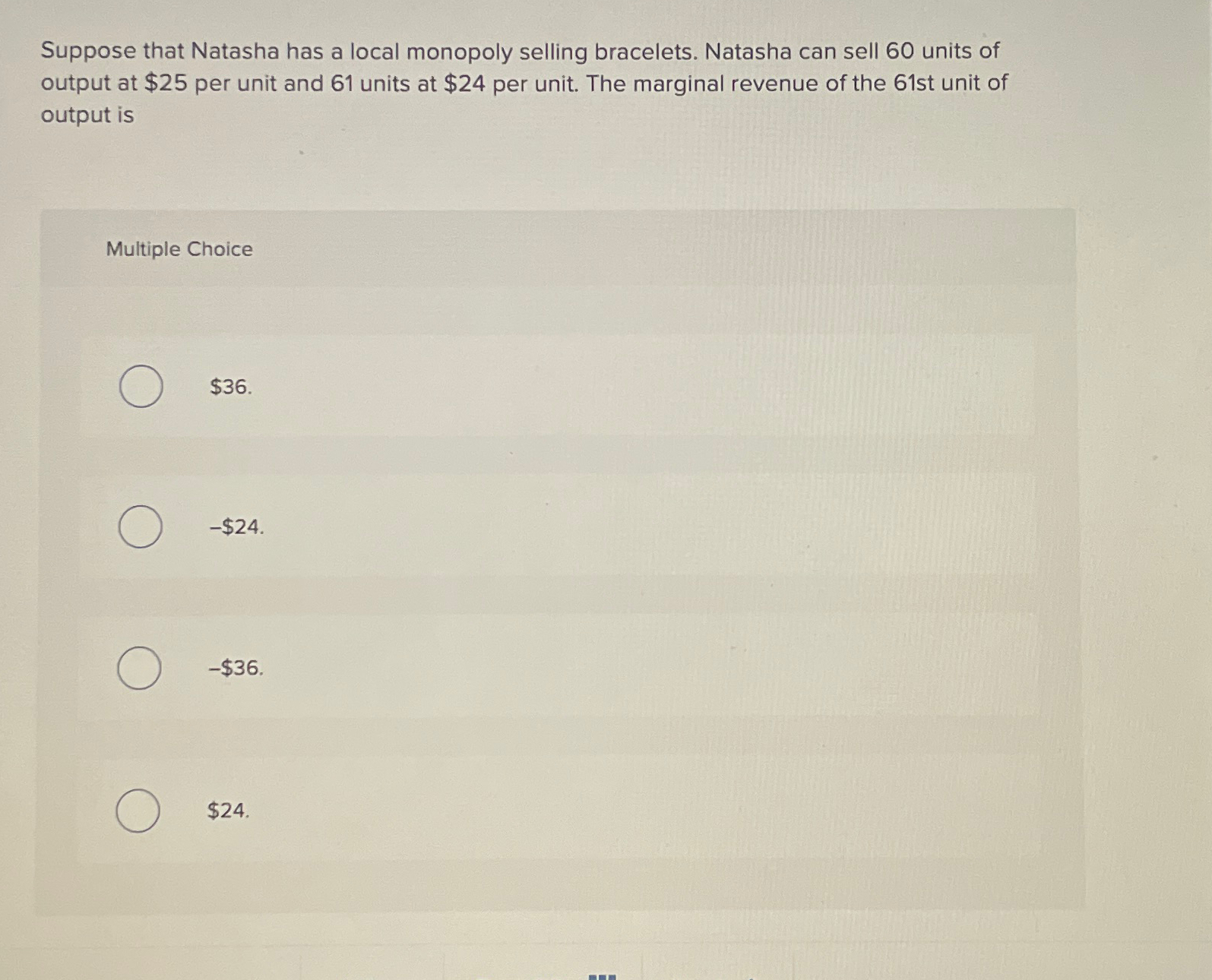 Solved Suppose that Natasha has a local monopoly selling | Chegg.com