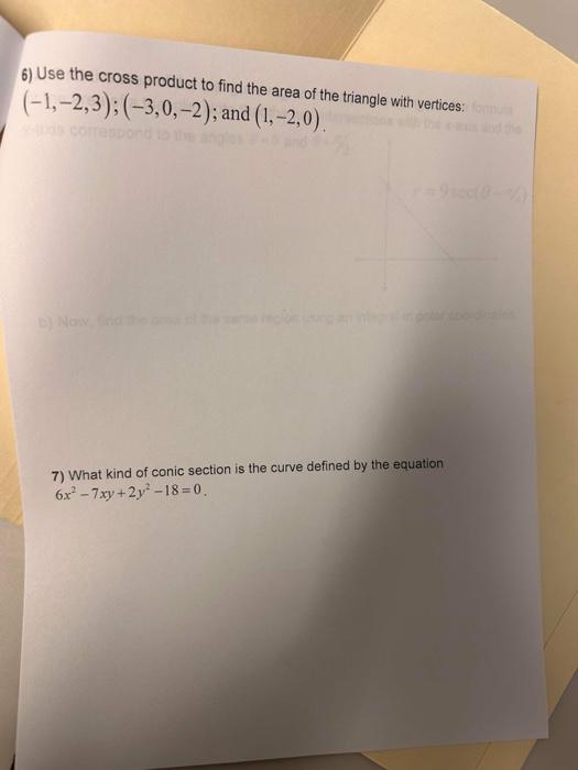 Solved 6) Use the cross product to find the area of the | Chegg.com