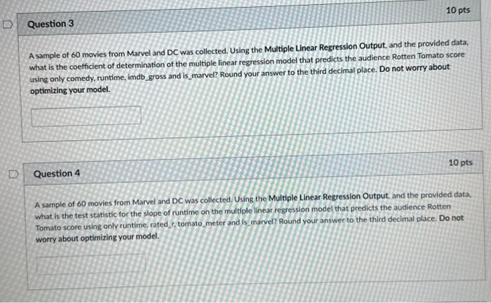 Solved on OutputModels Simple Linear Regression Output | Chegg.com
