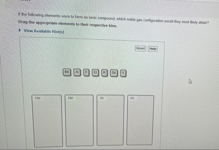 Solved If the following elements were to form an ionic | Chegg.com
