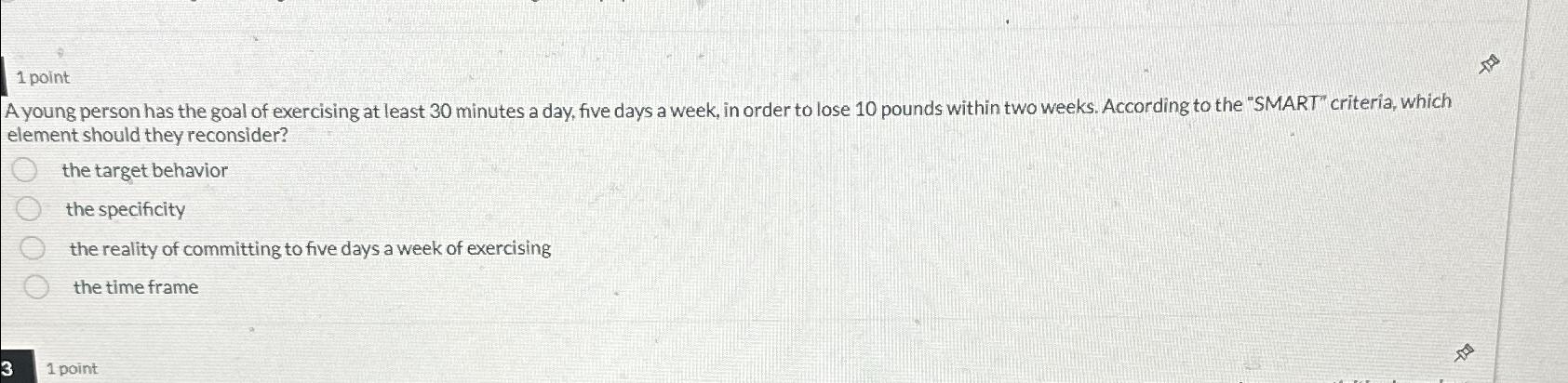 Solved 1 ﻿pointA young person has the goal of exercising at | Chegg.com