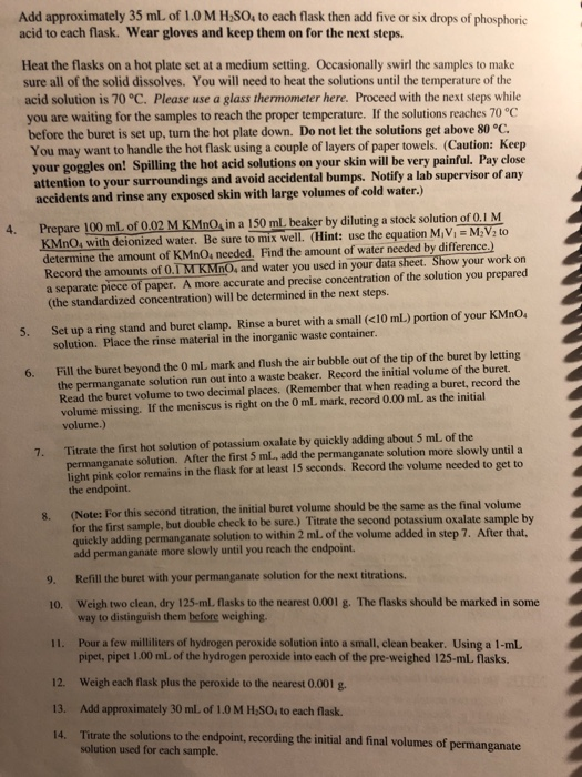 Solved Lab 7. Redox Titration of Hydrogen peroxide | Chegg.com