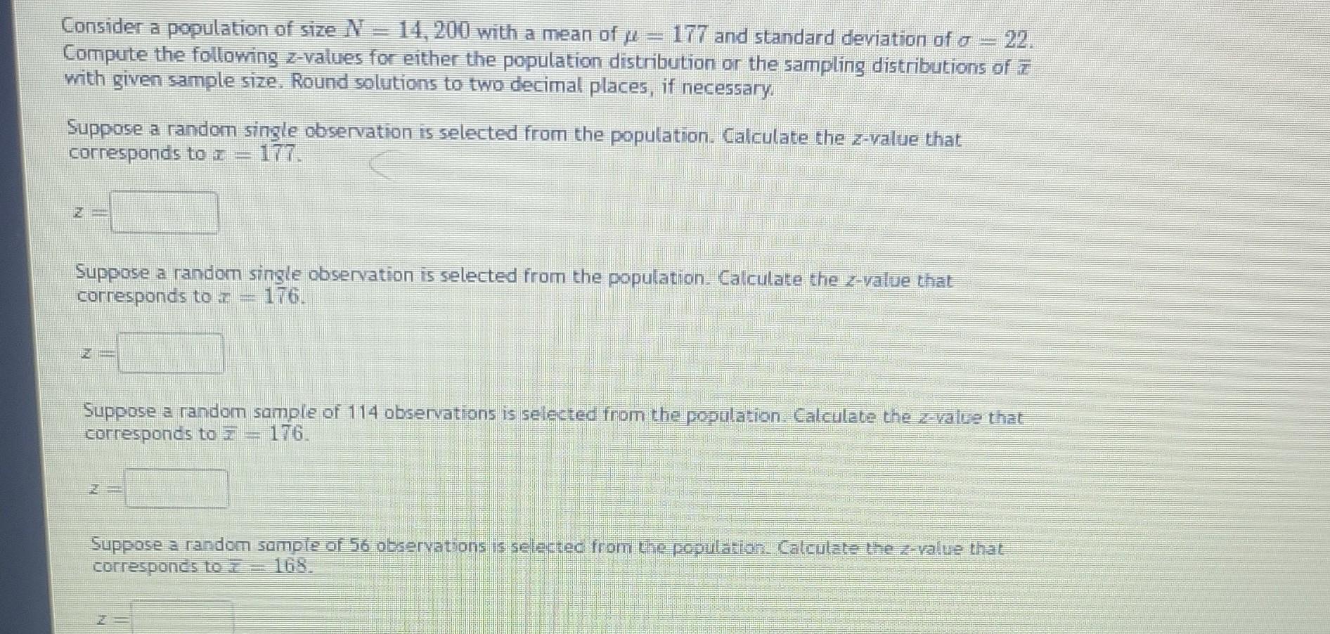Solved Consider a population of size N=14,200 with a mean of | Chegg.com