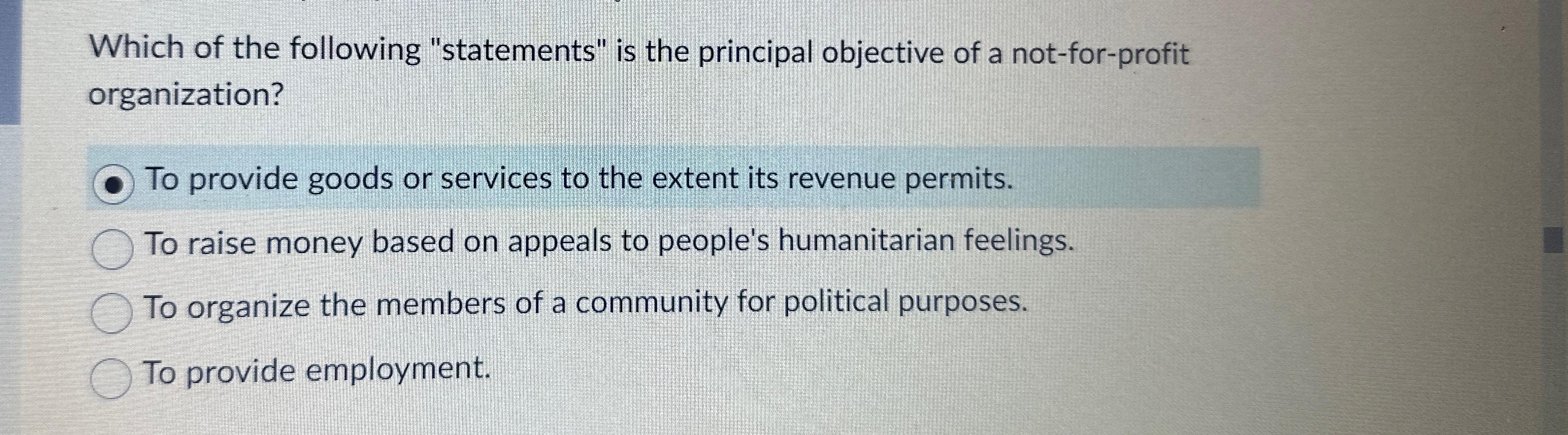 Solved Which of the following "statements" is the principal | Chegg.com