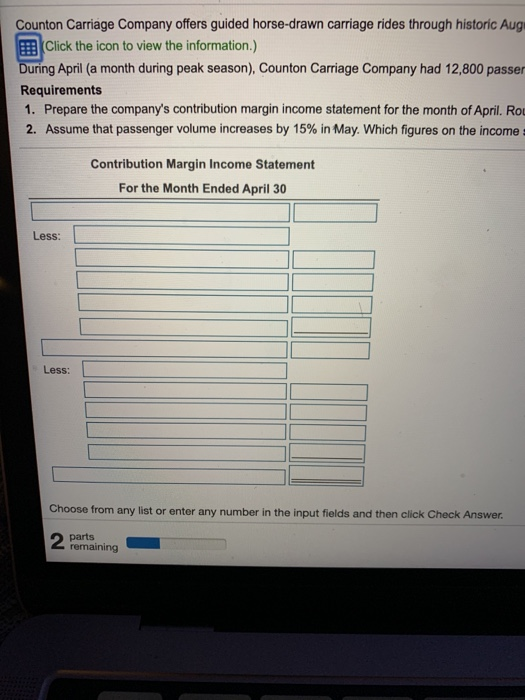 Solved Counton Carriage Company offers guided horse-drawn | Chegg.com