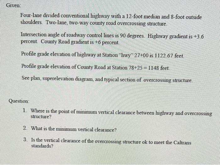 Solved Four-lane divided conventional highway with a 12-foot | Chegg.com