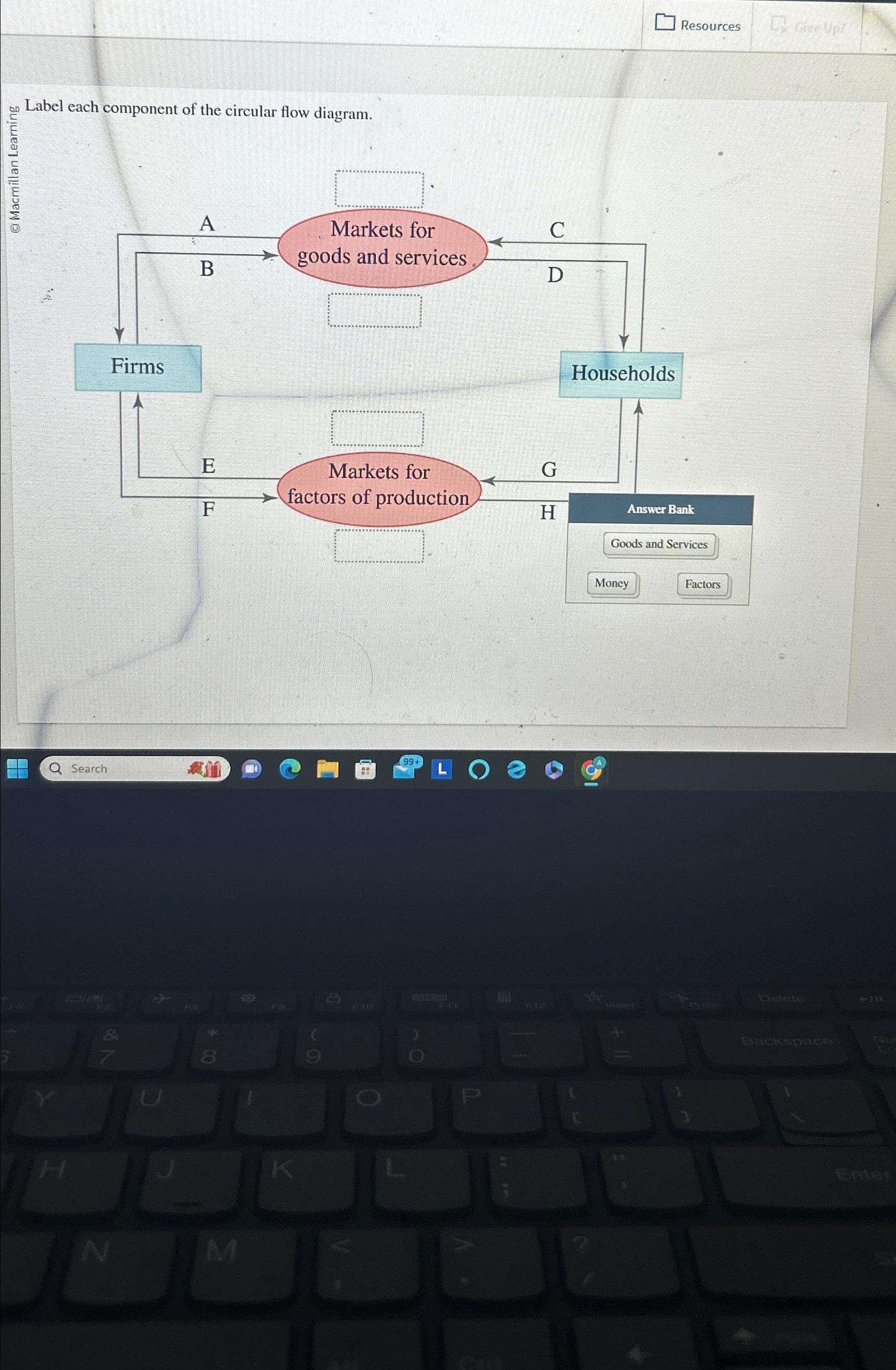Solved ResourcesLabel each component of the circular flow | Chegg.com